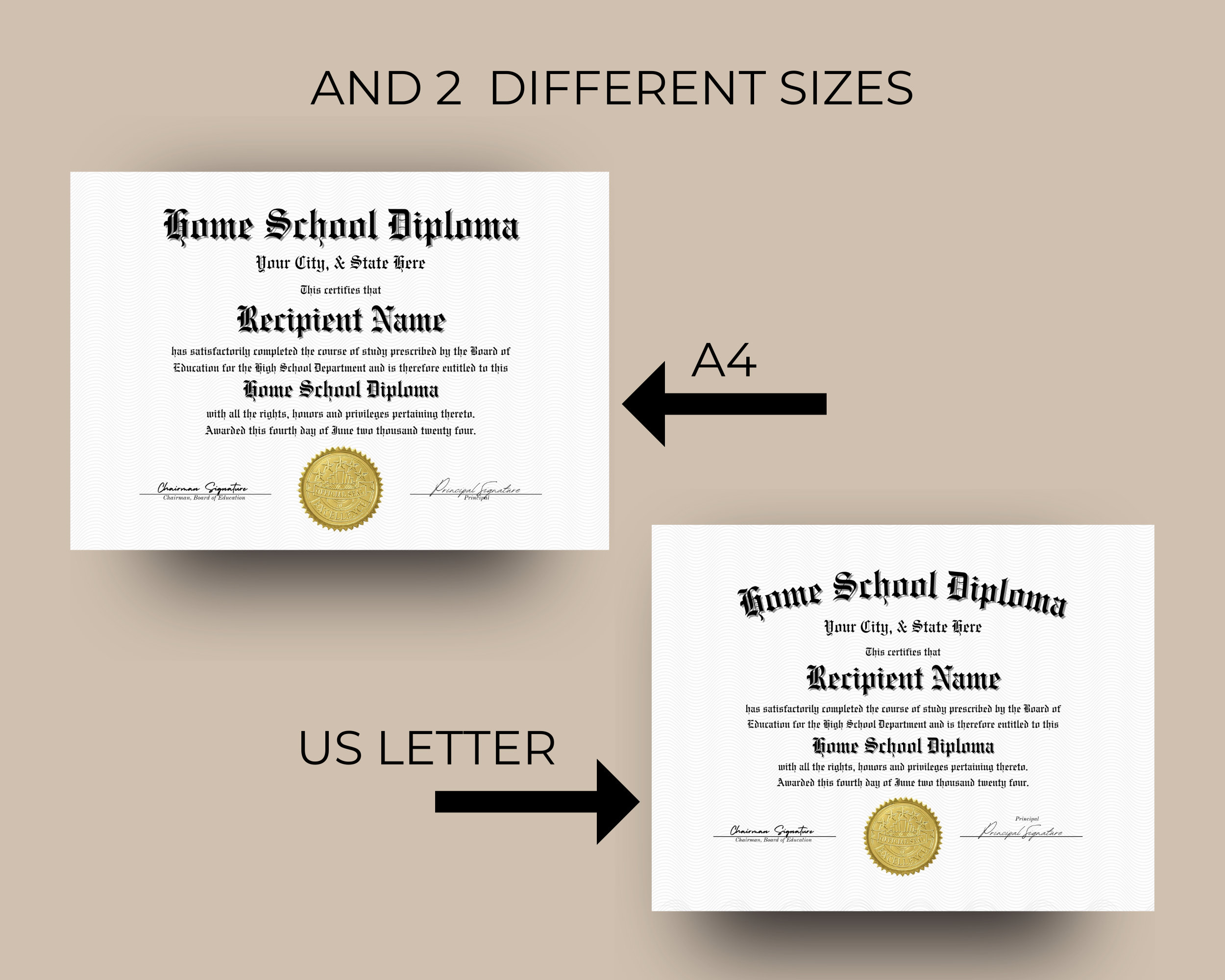 Editable Home School Diploma Template, Printable Homeschool Graduation ...