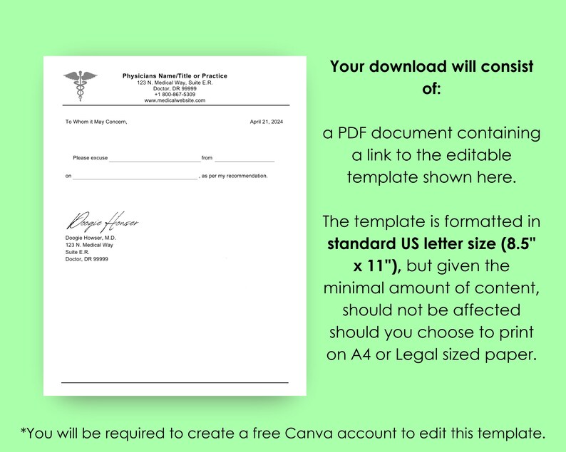 Editable Doctor's Excuse Template, Medical Excuse Note, Return to ...