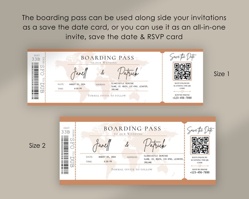 Passport Wedding Invitation Template: Destination Wedding Boarding Pass ...