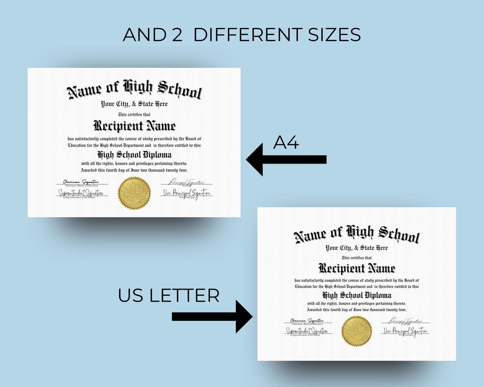 Editable High School Diploma Template: Printable Keepsake (digital ...