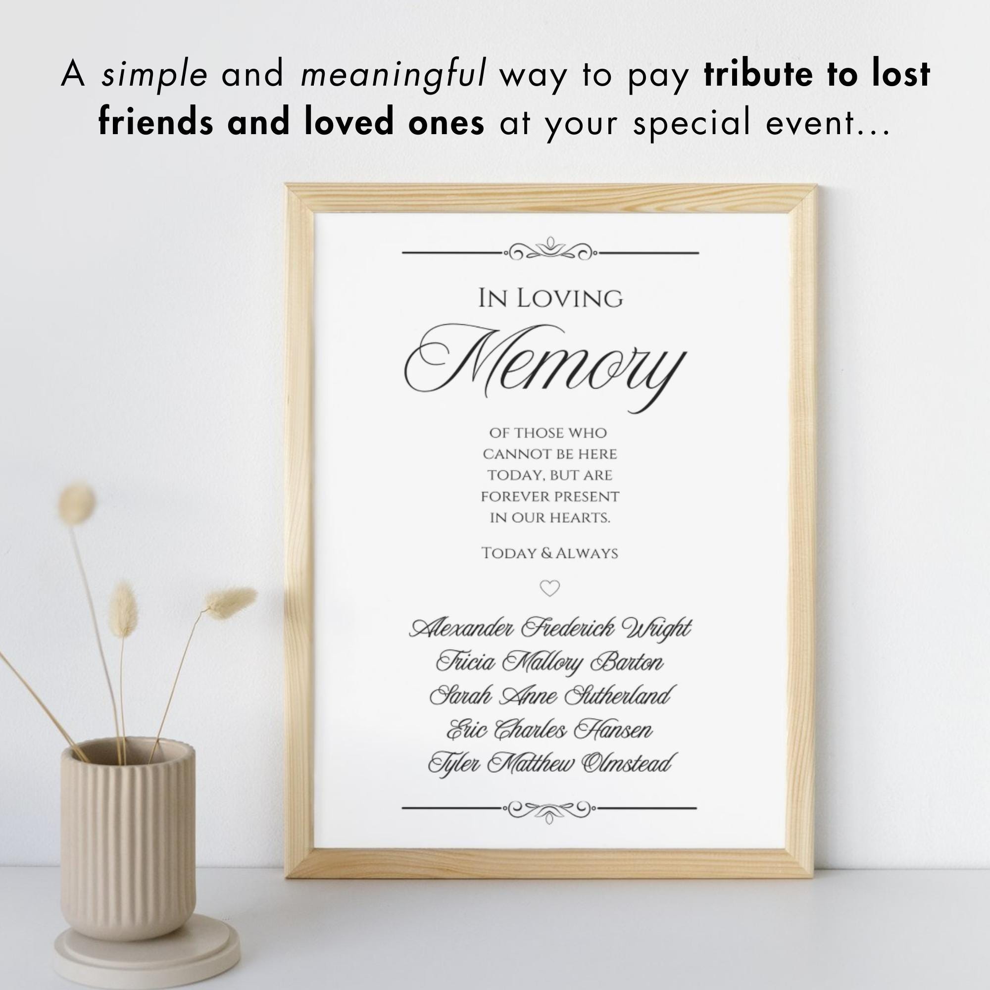 Editable Memorial Table Sign Template for High School Reunion or ...