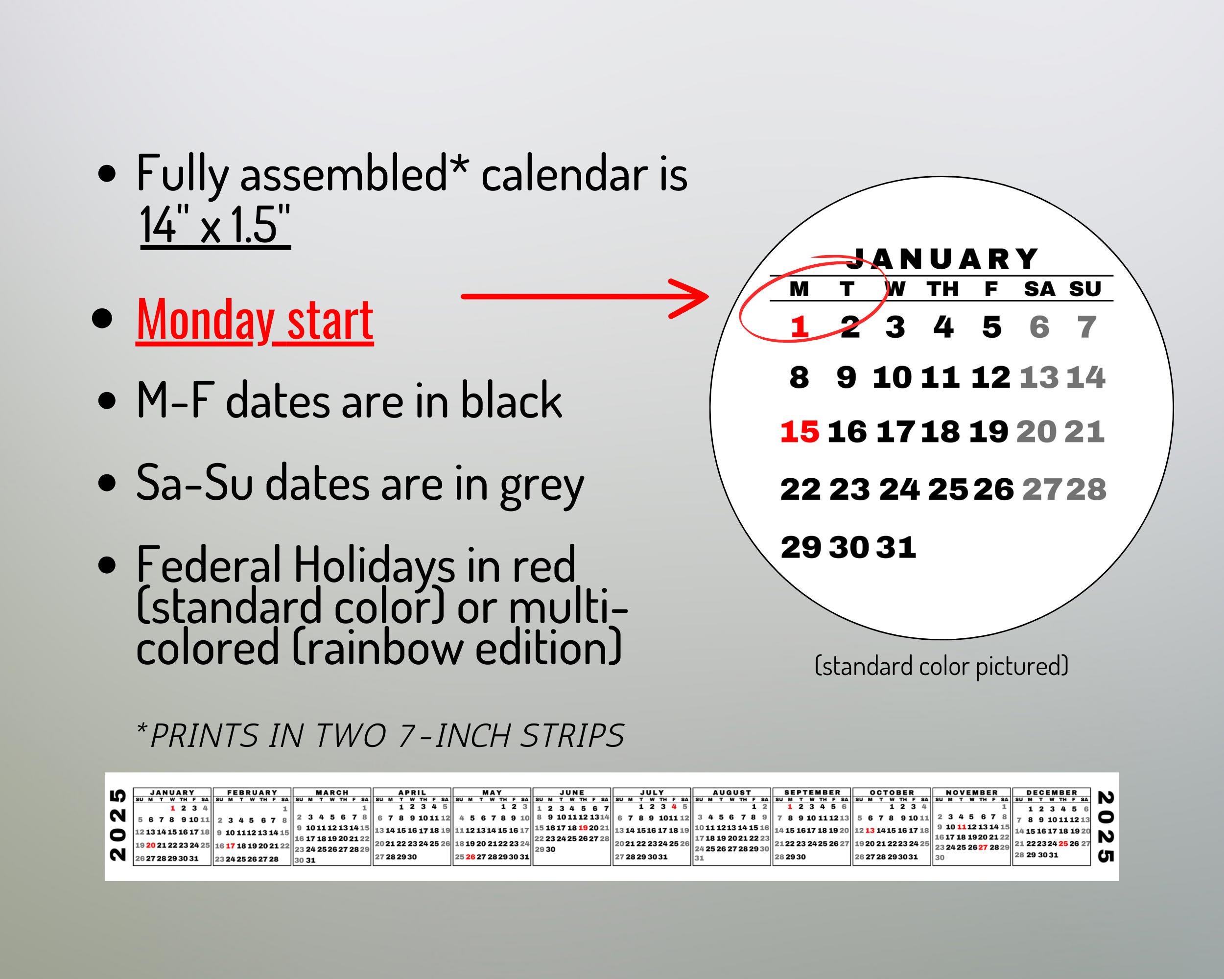 2025 Keyboard Calendar Strip: Mini Desktop Calendar (PDF Download) - Etsy