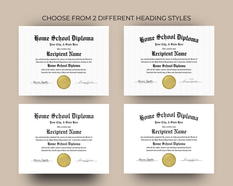 Editable Home School Diploma Template, Printable Homeschool Graduation ...