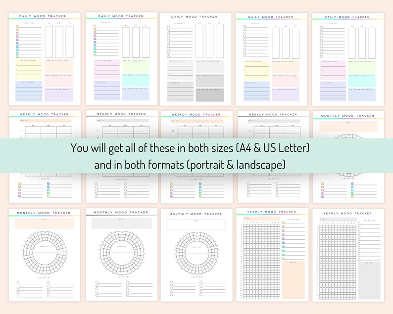 Printable Mood Trackers With Free Feelings Wheel, Monthly Mood Tracker ...