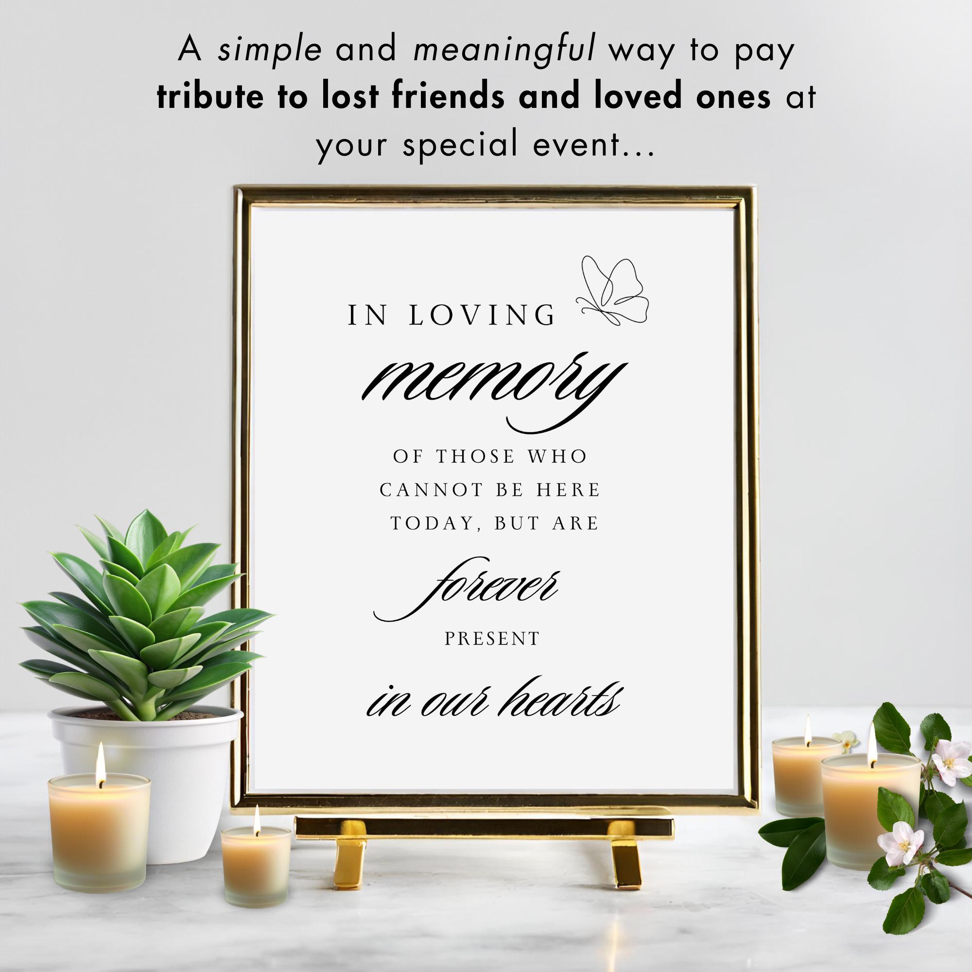 Editable Memorial Table Sign Template for Reunion, Printable in Loving ...