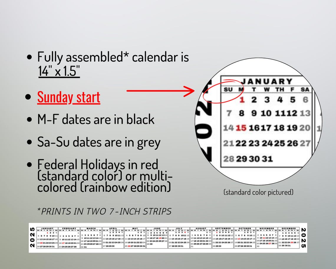 2025 Keyboard Calendar Strip: Mini Desktop Calendar (PDF Download) - Etsy