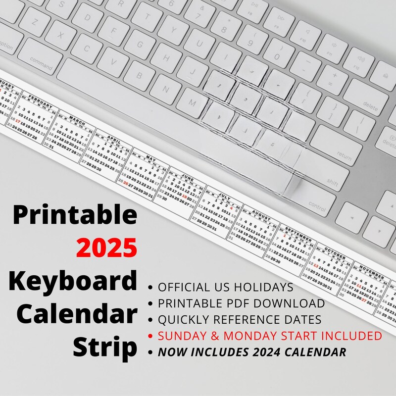 Keyboard Calendar Strip 2026 - Etsy