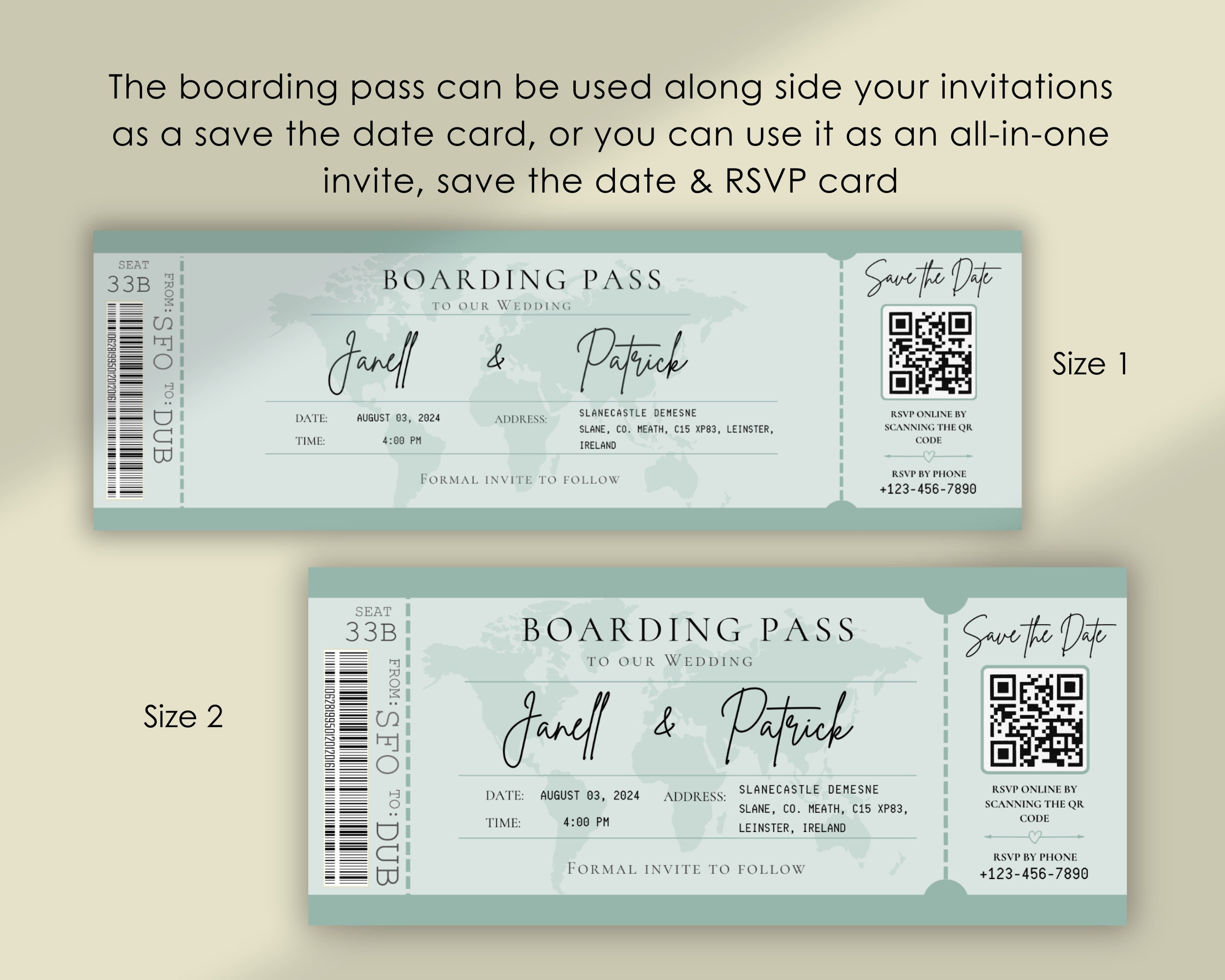Passport Wedding Invitation Template: Destination Wedding Boarding Pass ...