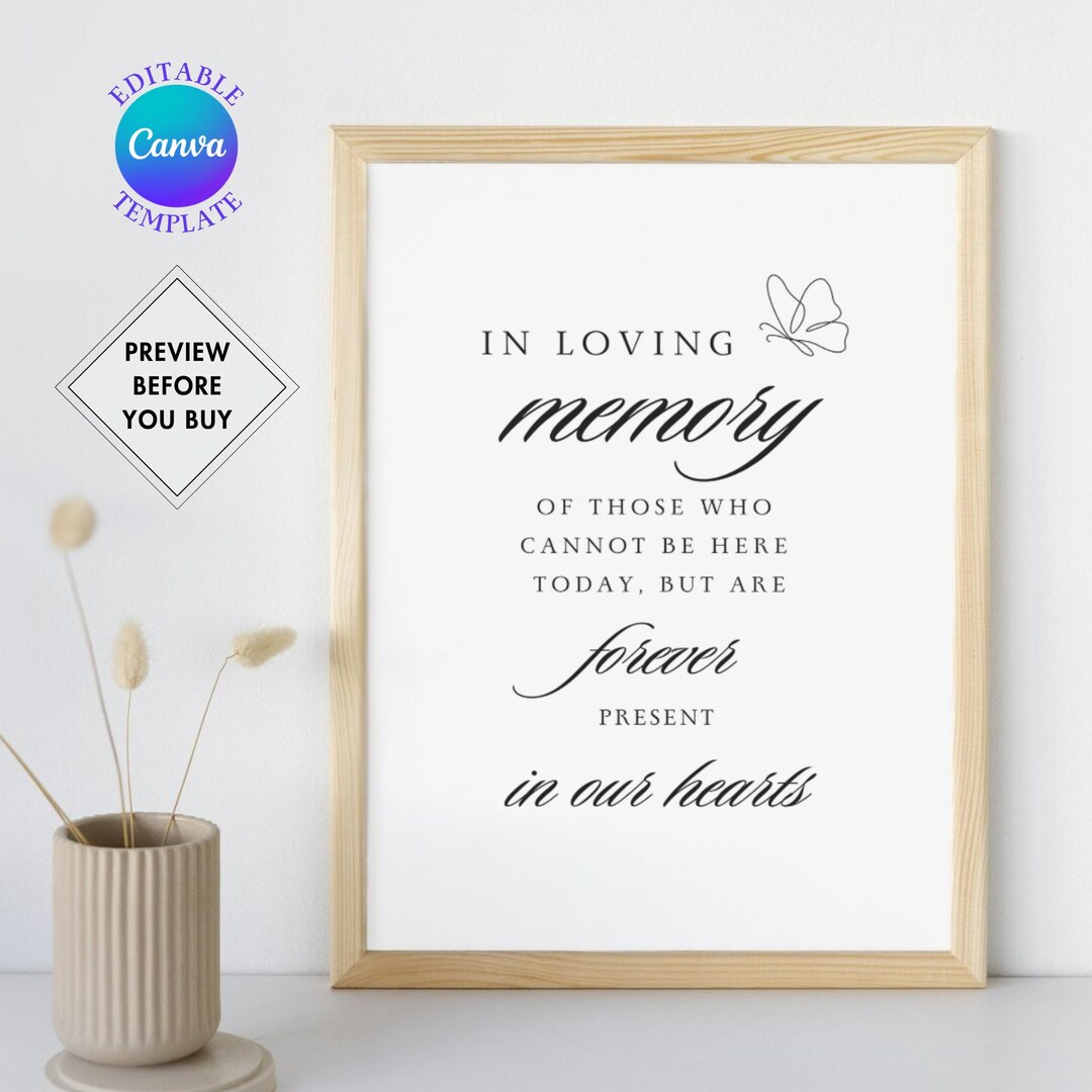 Memory Table Sign: Editable in Loving Memory Template (canva) - Etsy