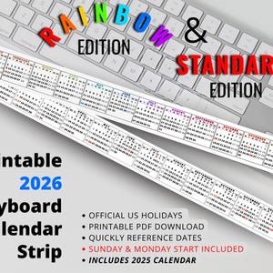Printable Keyboard Calendar Strip - Etsy