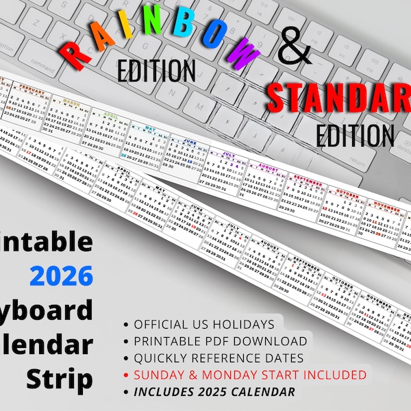 Keyboard Calendar Strip 2026 - Etsy