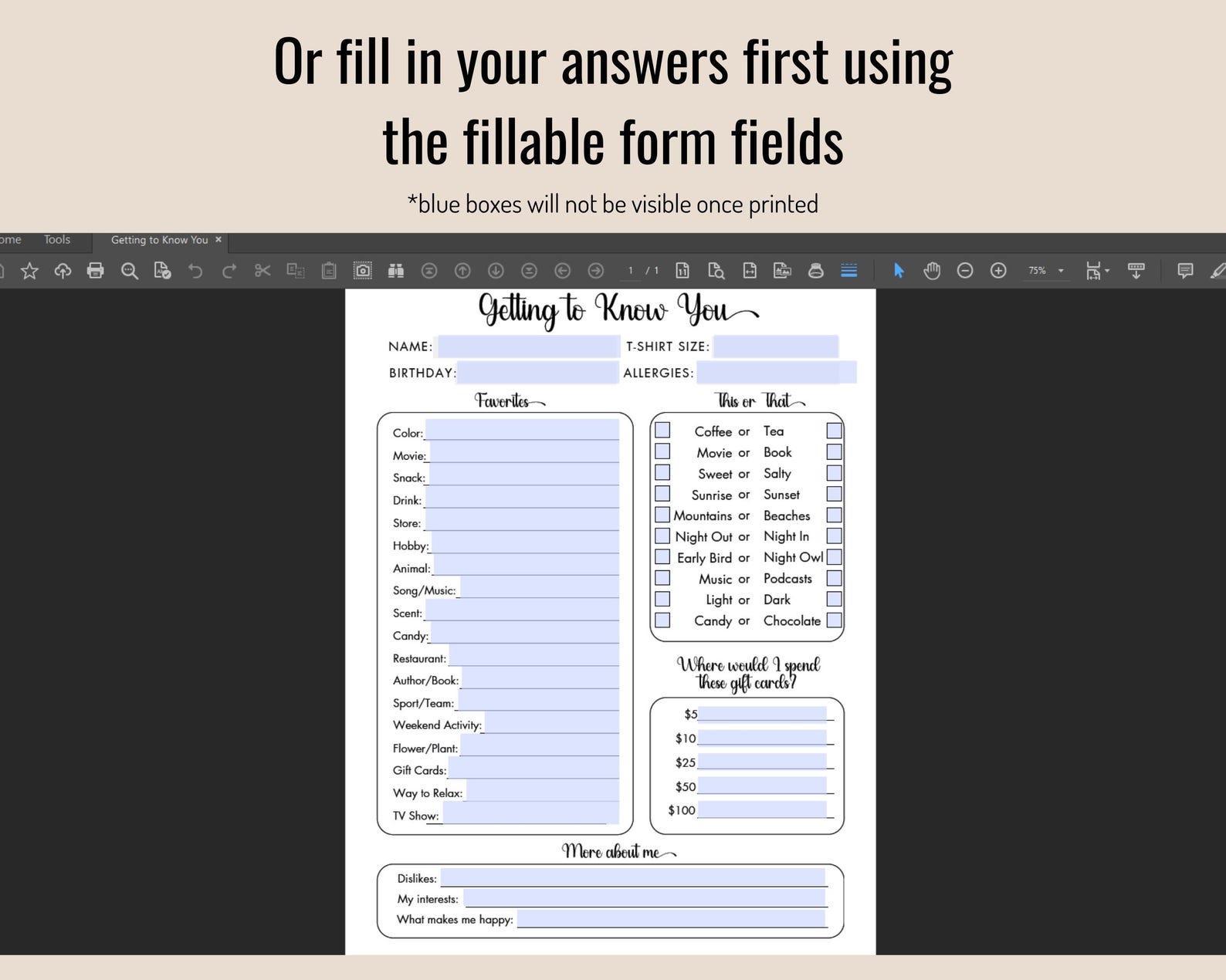 Staff Questionnaire Printable: Get to Know You Survey (digital Download ...