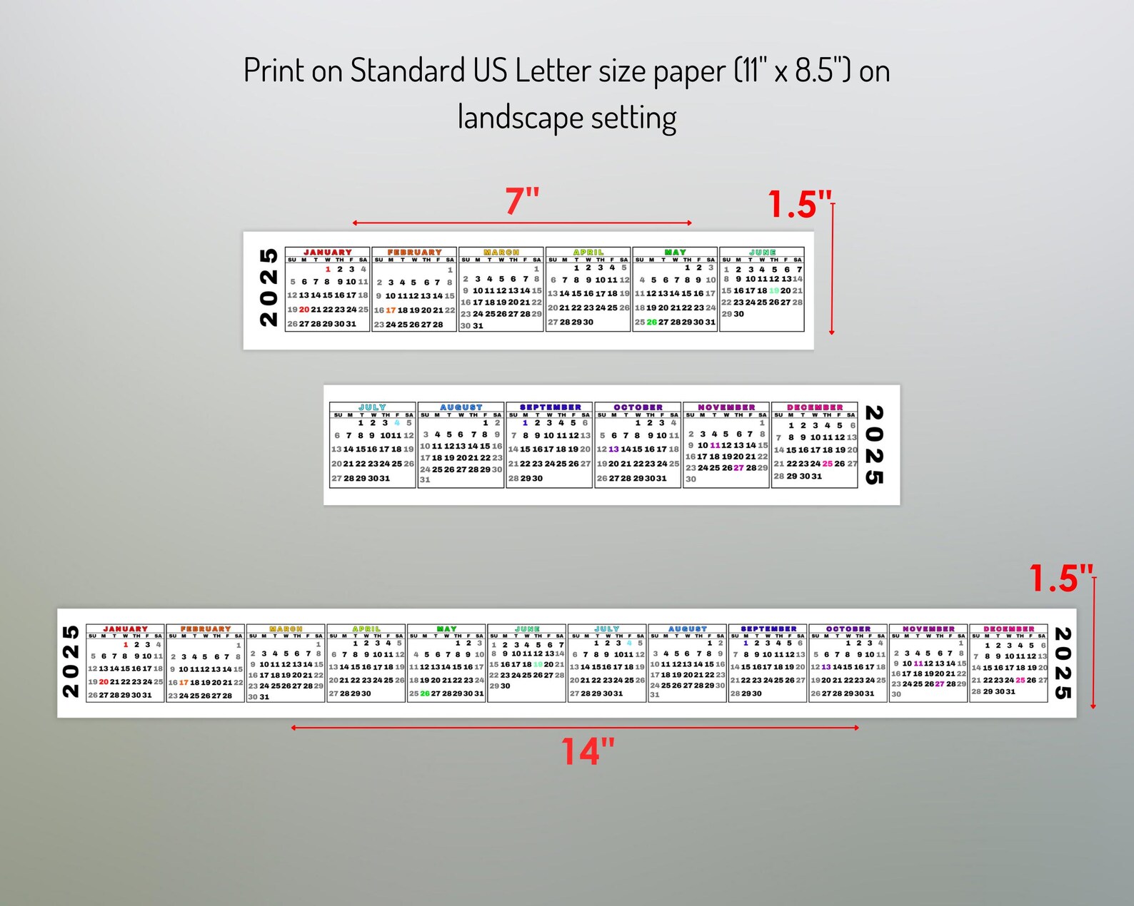 2025 Keyboard Calendar Strip: Rainbow Edition (PDF Download) - Etsy