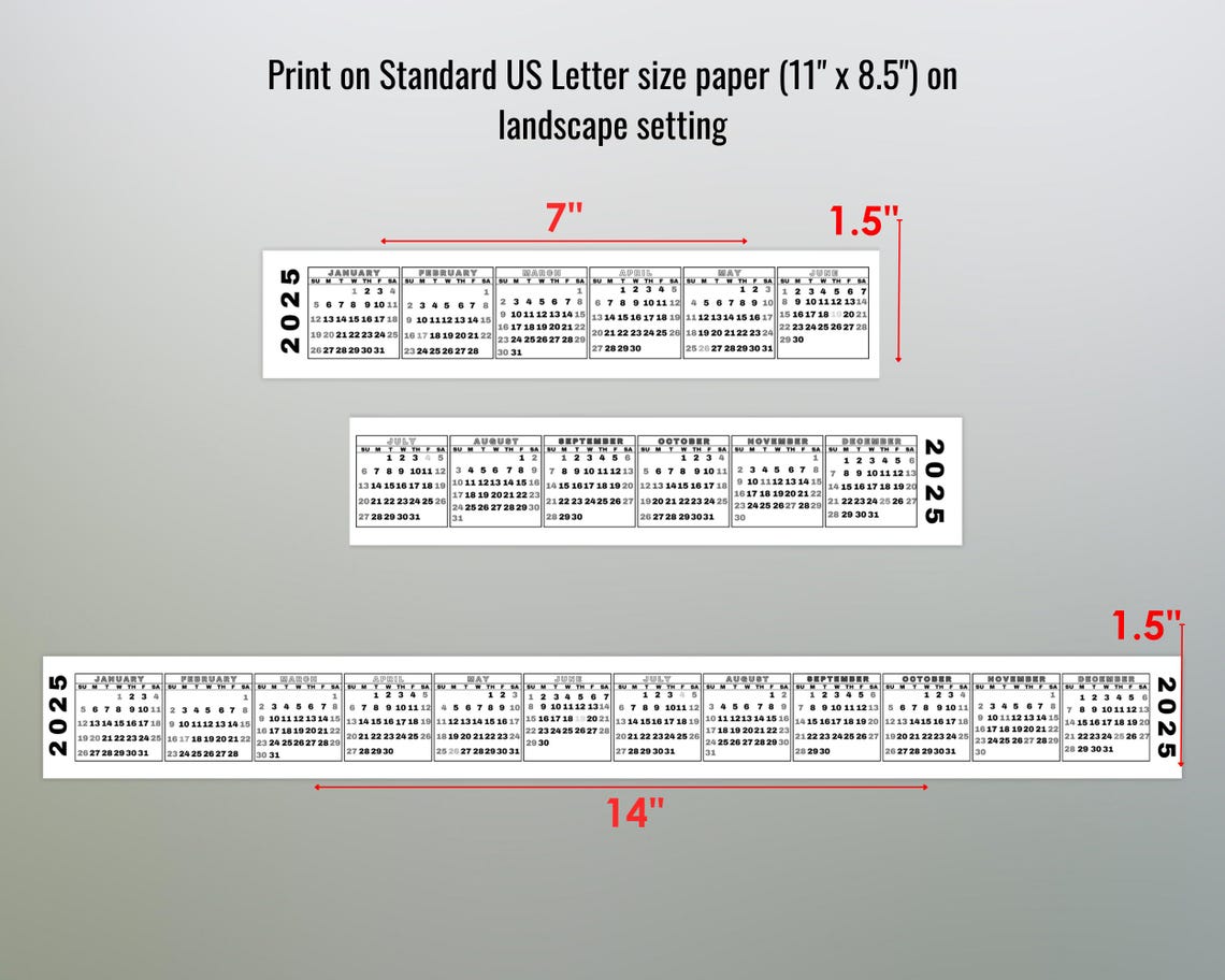 2025 Keyboard Calendar Strip: Printable Mini Calendar (PDF Download) - Etsy