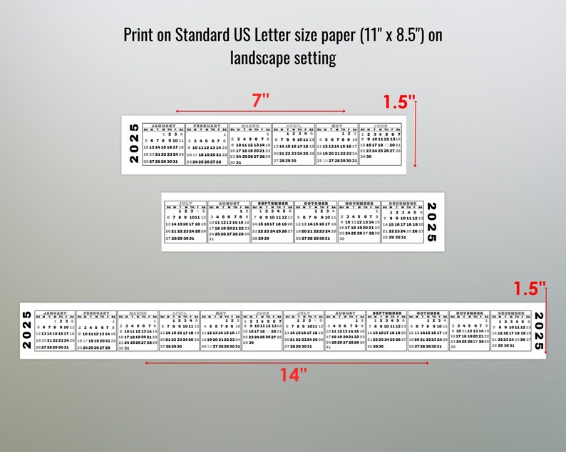 2025 Keyboard Calendar Strip: Printable Mini Calendar (PDF Download) - Etsy