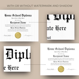 Editable Home School Diploma Template, Printable Homeschool Graduation ...