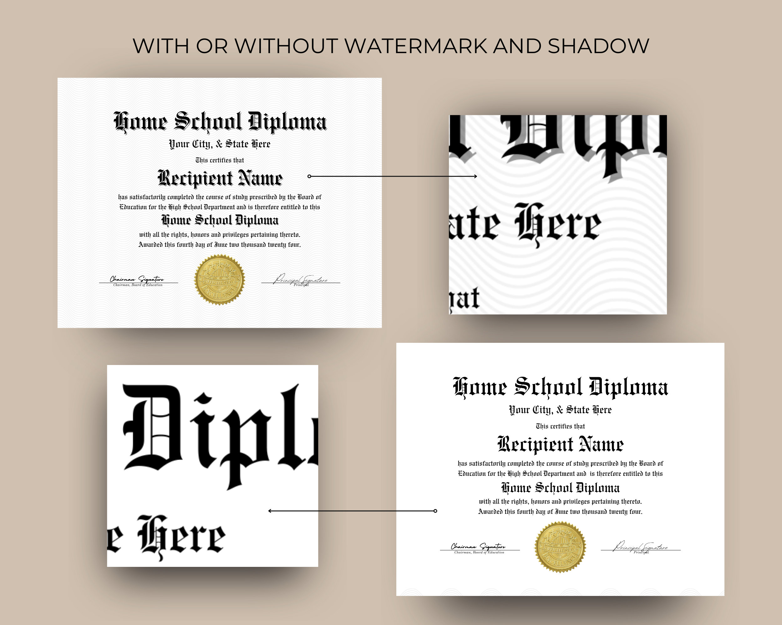 Editable Home School Diploma Template, Printable Homeschool Graduation ...