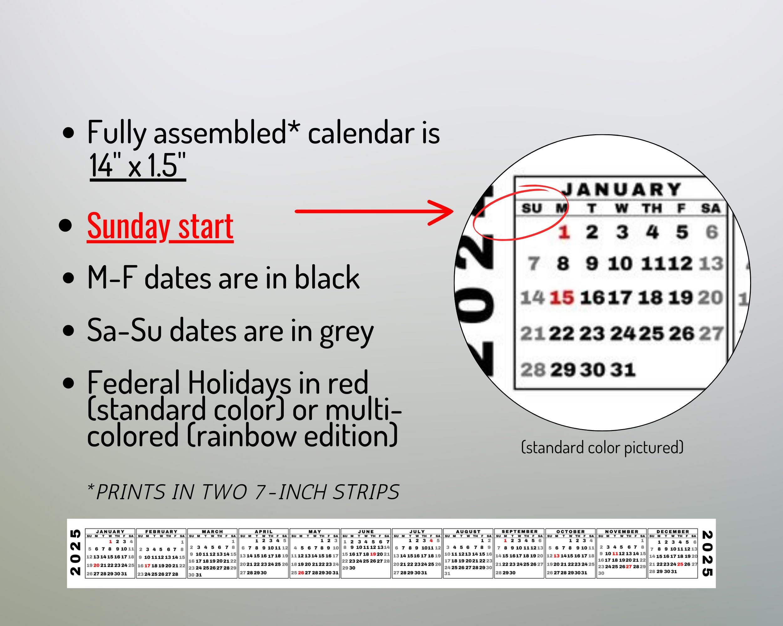 2025 Keyboard Calendar Strip: Printable Mini Calendar (PDF Download) - Etsy