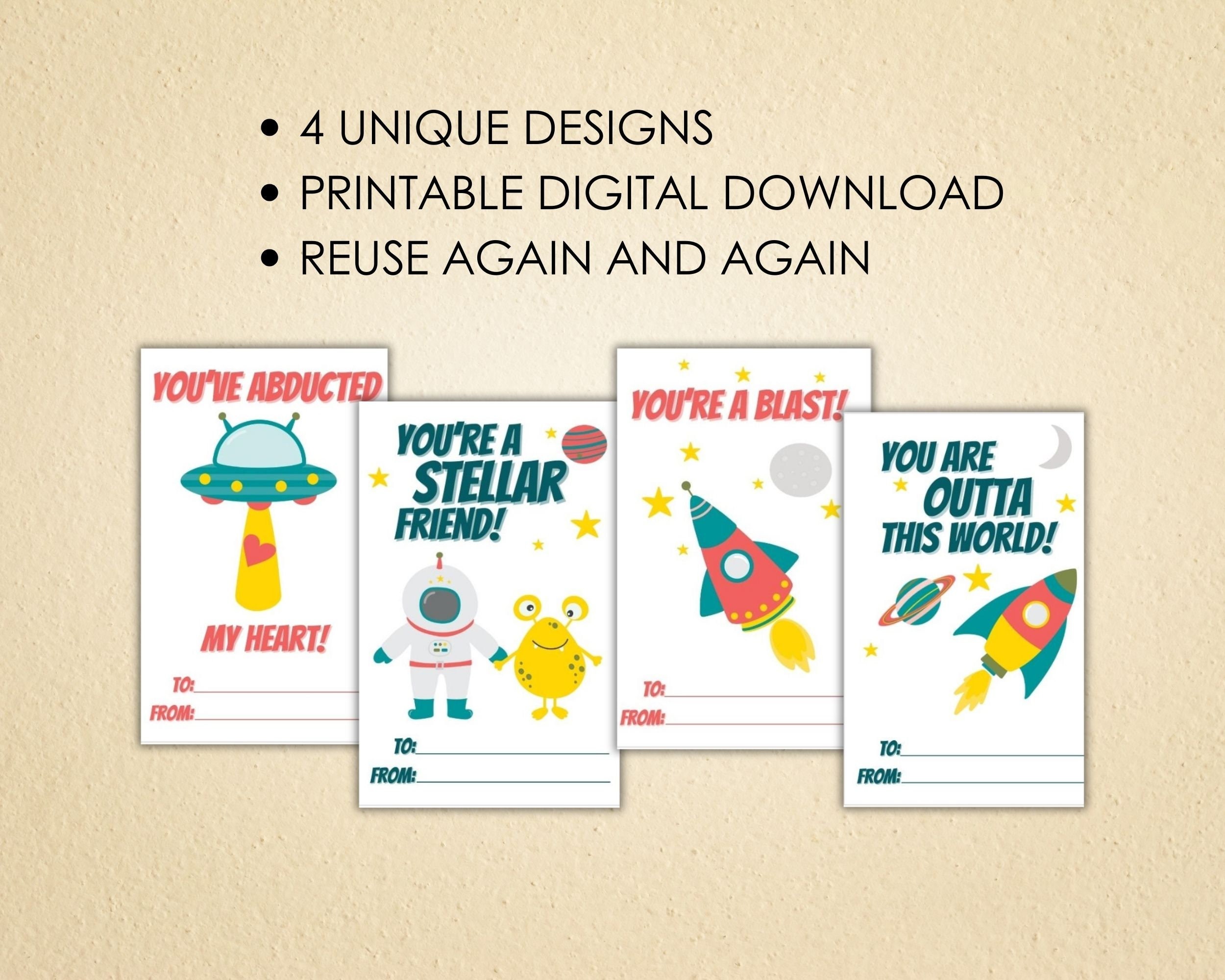 Printable Space Valentine's Day Classroom Cards, Digital Download - Etsy