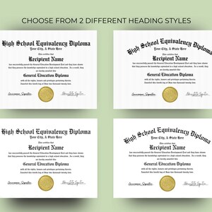 Editable GED Diploma Template, Printable High School Equivalency ...