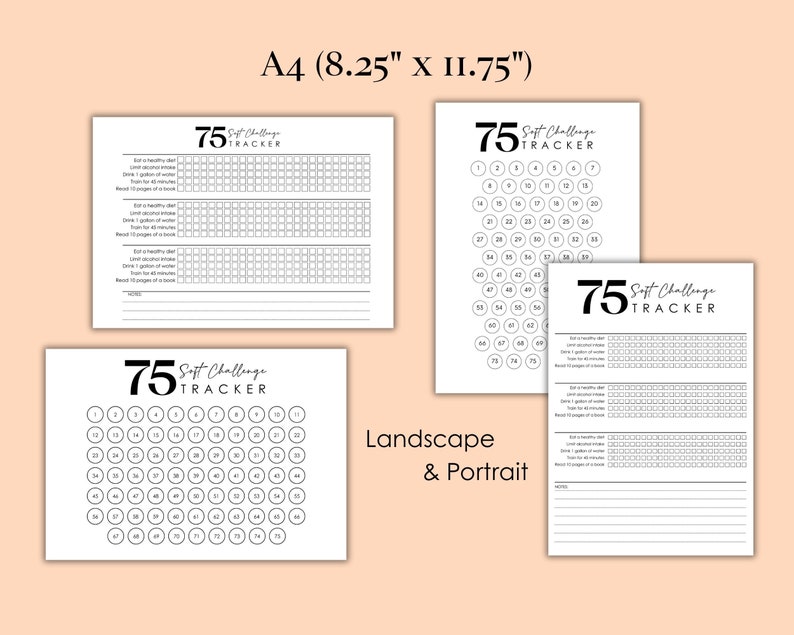 75 Soft Challenge Tracker: Printable Fitness Workout (digital Download ...