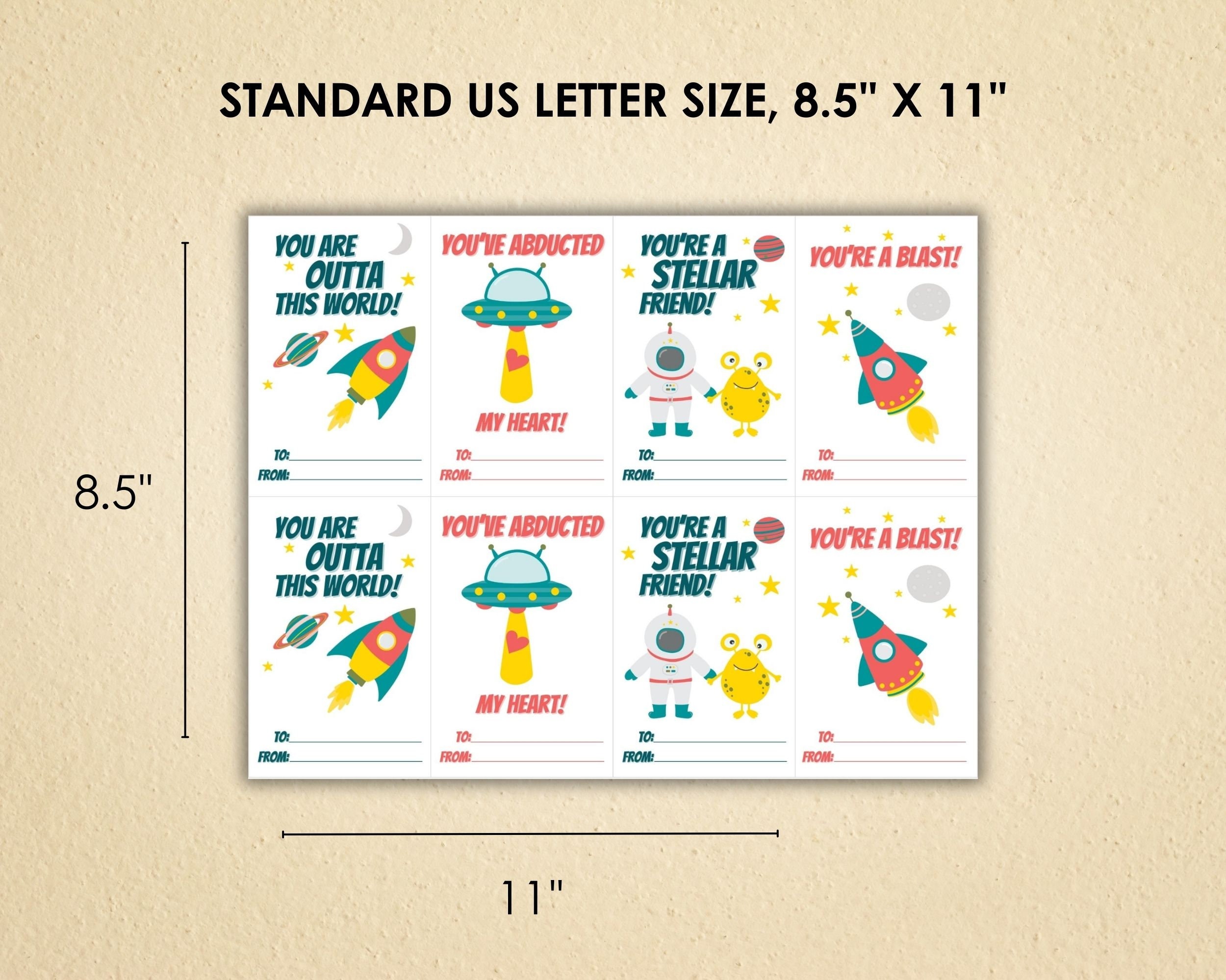 Printable Space Valentine's Day Classroom Cards, Digital Download - Etsy