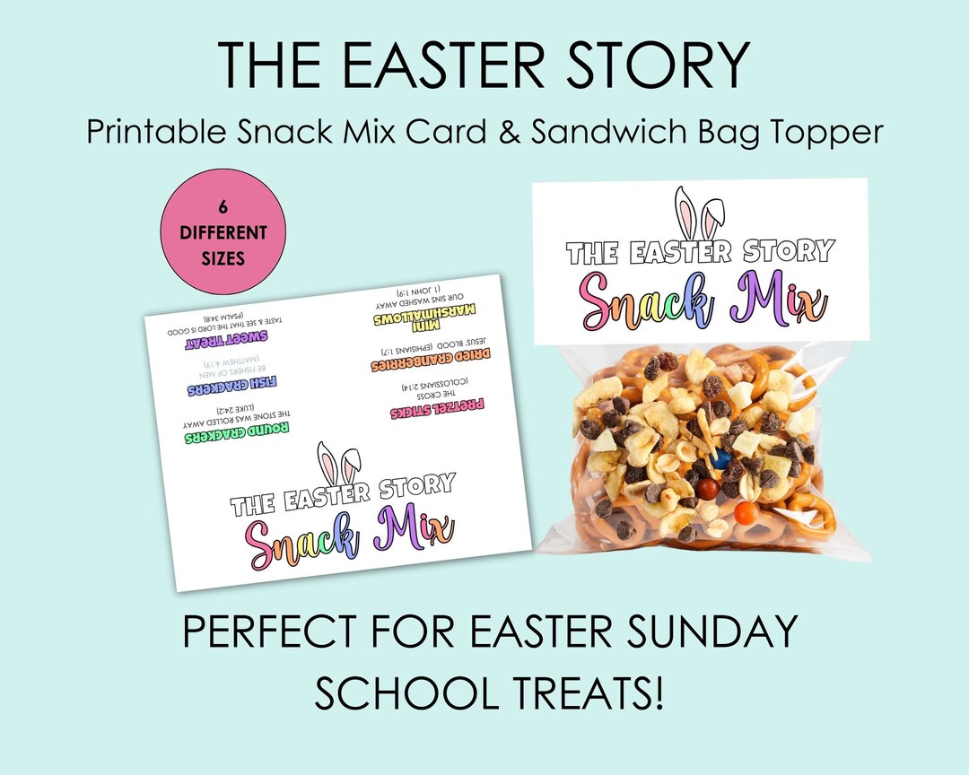 The Easter Story Snack Mix Printable Treat Bag Topper and Snack Card ...