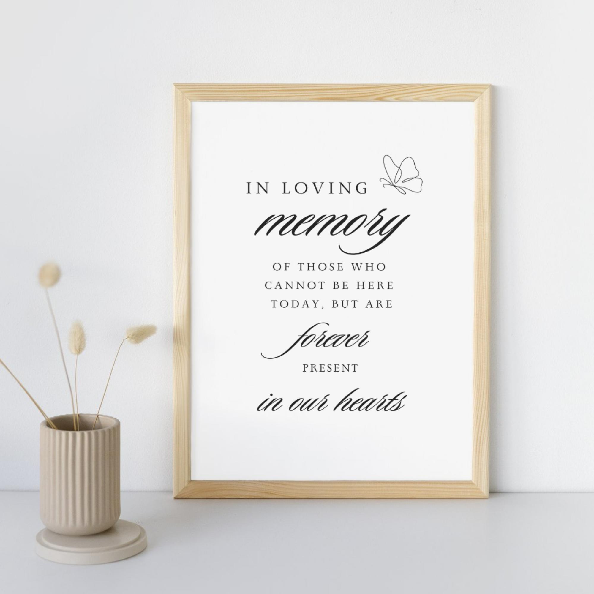 Editable Memorial Table Sign Template for Reunion, Printable in Loving ...
