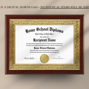 Editable Home School Diploma Template, Printable Homeschool Graduation ...