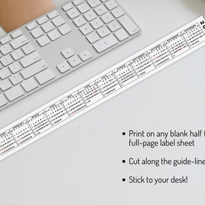 2025 Keyboard Calendar Strip: Printable Mini Calendar (PDF Download) - Etsy