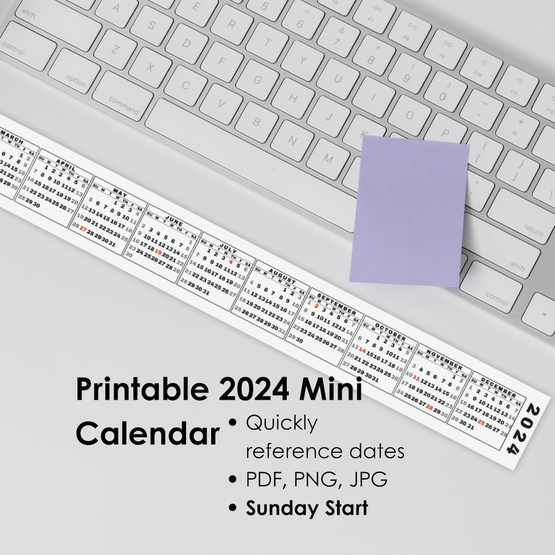 Printable 2024 Mini Desk Calendar, Miniature 2024 Keyboard Calendar ...