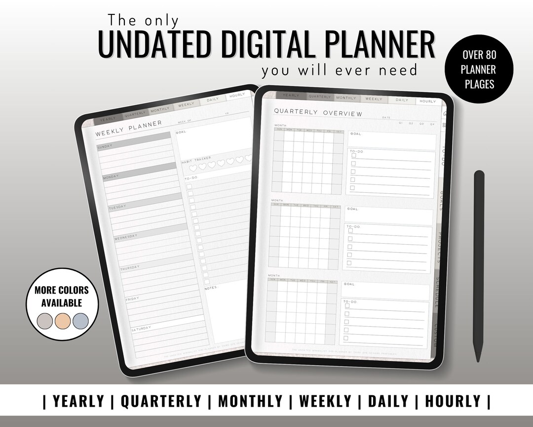 Undated Quarterly Digital Infinity Planner, Hyperlinked Project ...