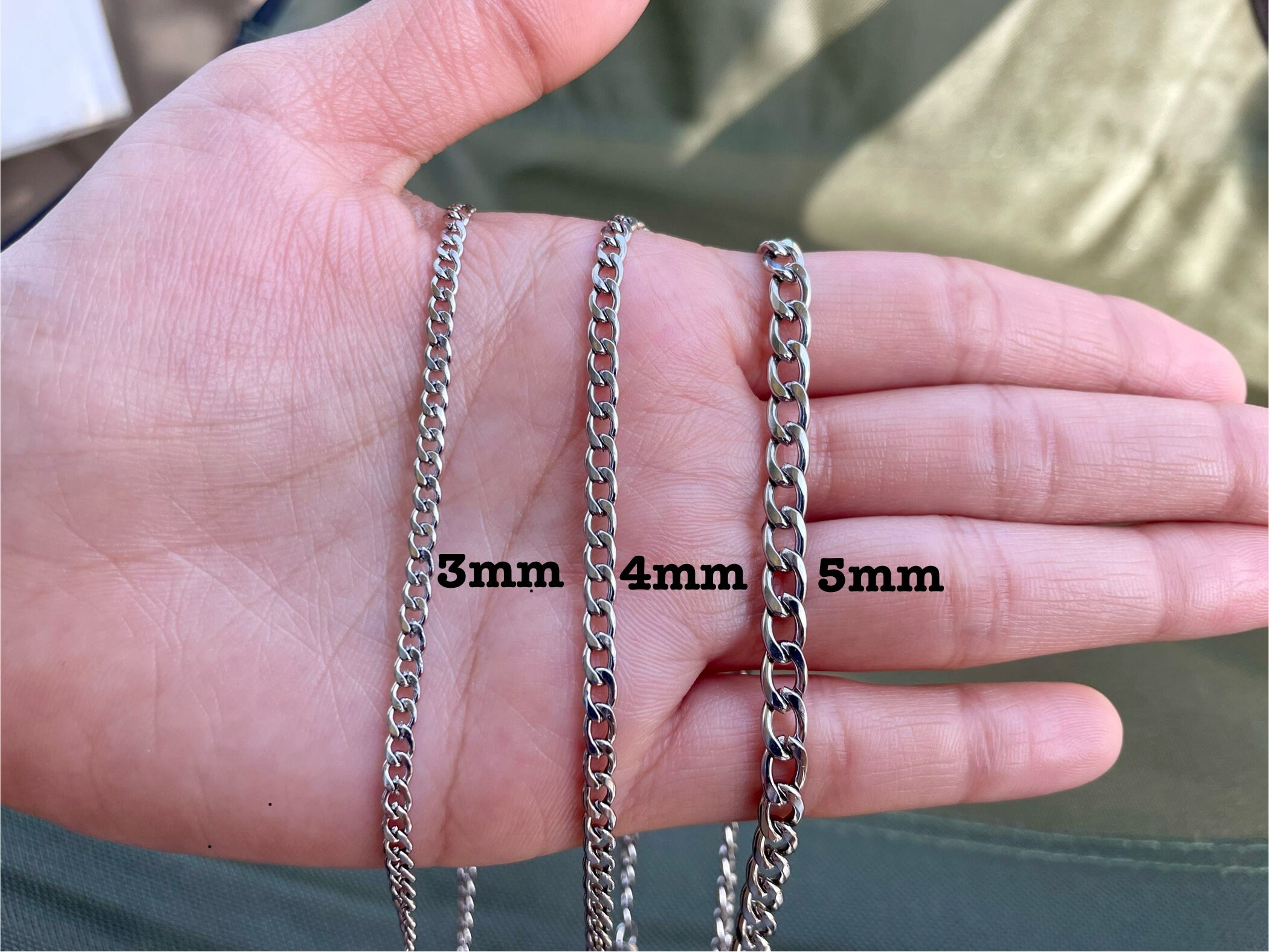 Gold 5mm Cuban Curb Link Chain Necklace for Men or Women / Stainless ...