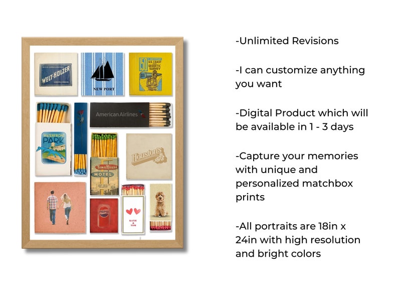 CUSTOM MATCHBOOK ART - Personalized Digital Matchbox Gift - Large ...