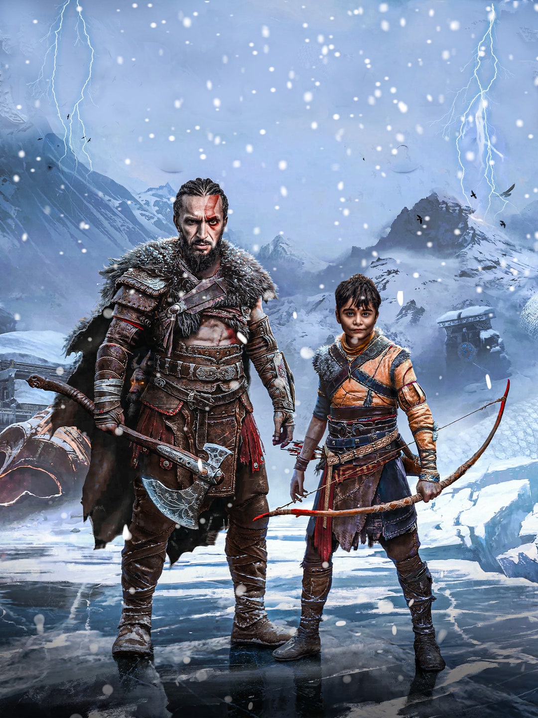 Custom God of War Portrait | Father and Son | Kratos Poster | God of ...