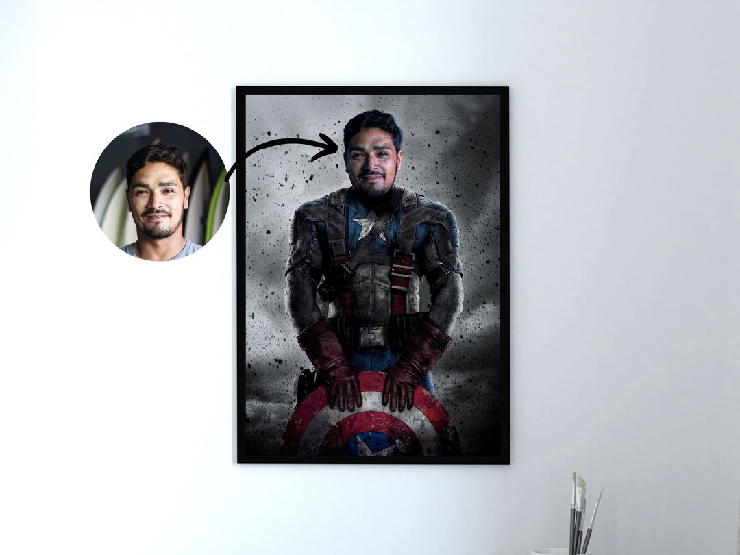 Personalized Captain America Portrait - Custom Superhero Gift - Marvels ...
