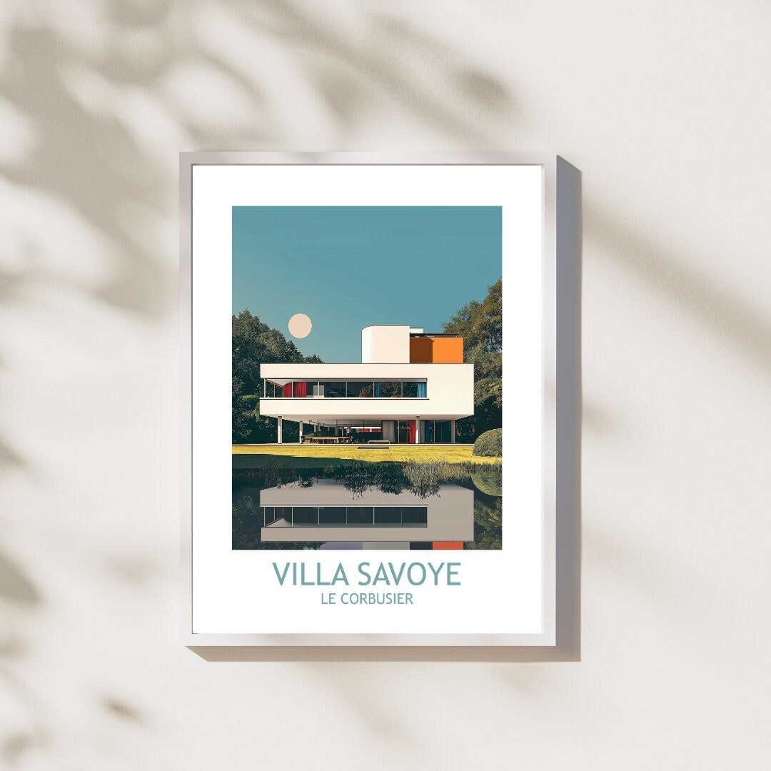 Le Corbusier Villa Savoye Architectural Poster, Modernist Architecture ...