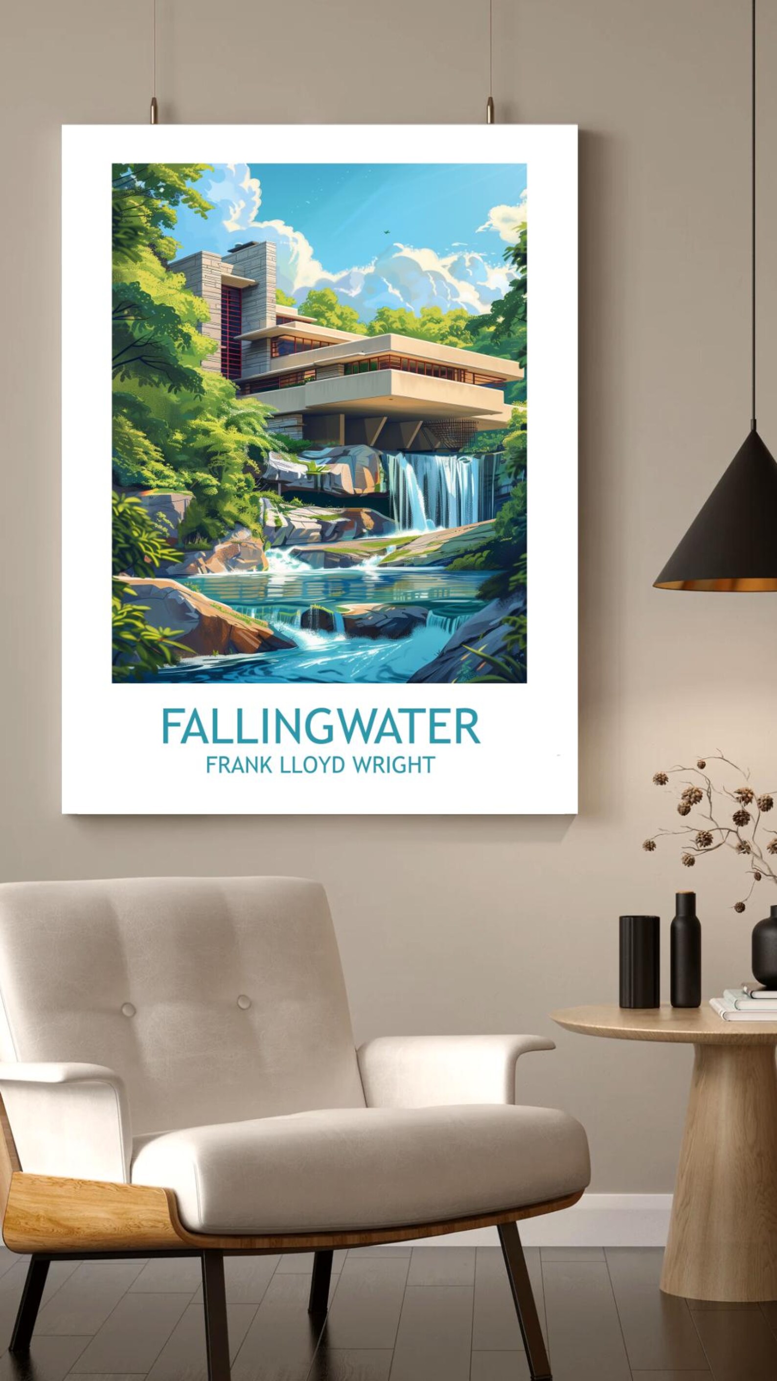 Fallingwater Print: Frank Lloyd Wright Architecture Poster - Etsy