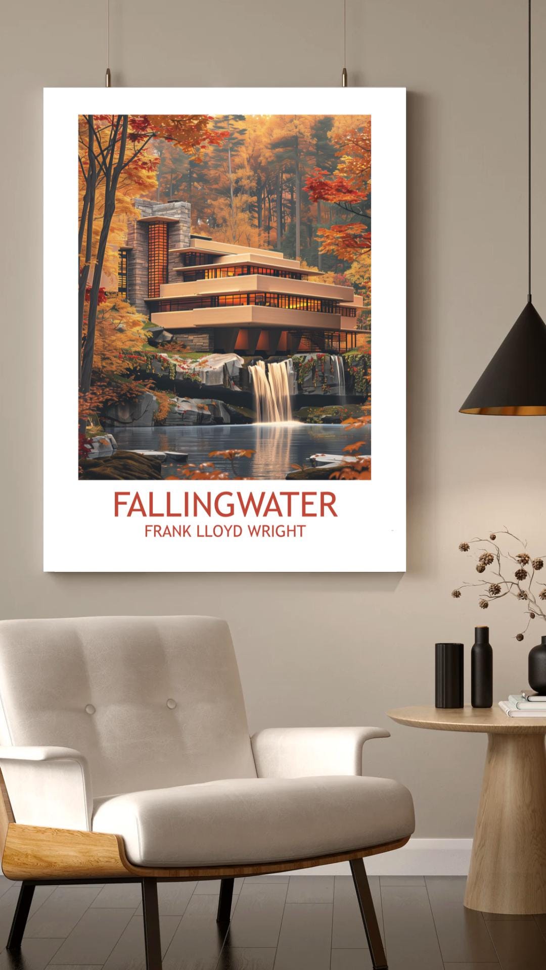 Fallingwater Poster: Frank Lloyd Wright Modern Architecture Wall Art - Etsy