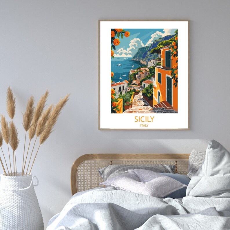Italy Sicily Poster Digital Art Print High-quality Instant Download - Etsy