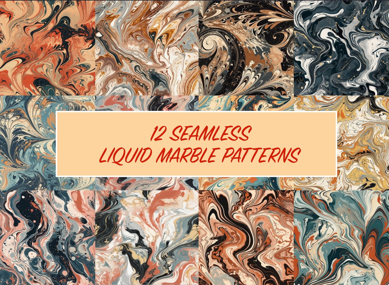 12 Seamless Liquid Marble Patterns - Etsy