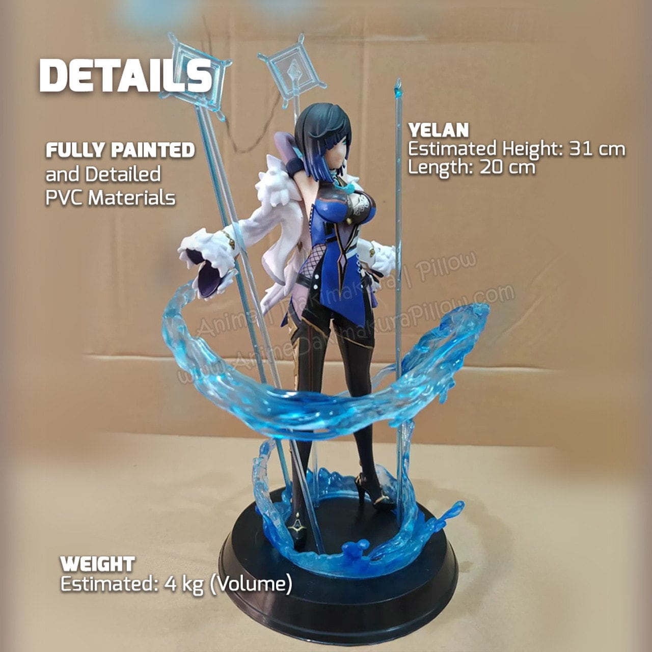 Anime Yelan Genshin Impact 3D Painted Clay Figure Custom Statue ...