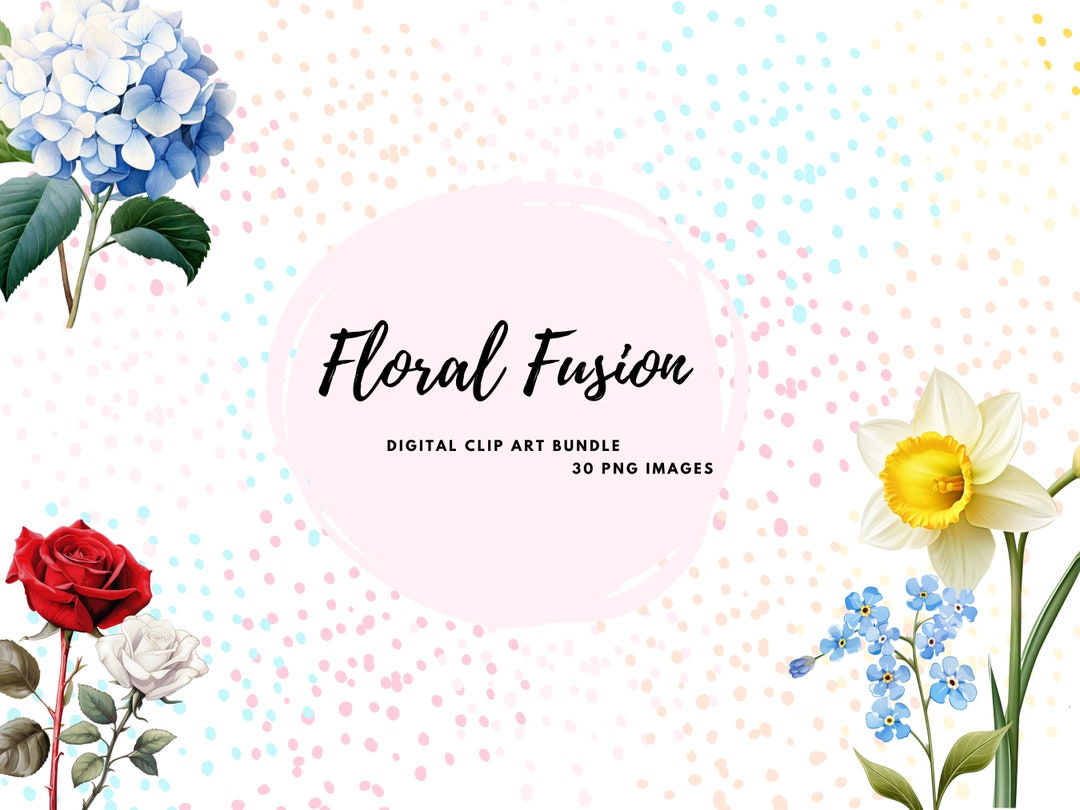 Flowers Clipart Bundle. Flowers and Roses Illustrations in PNG With ...