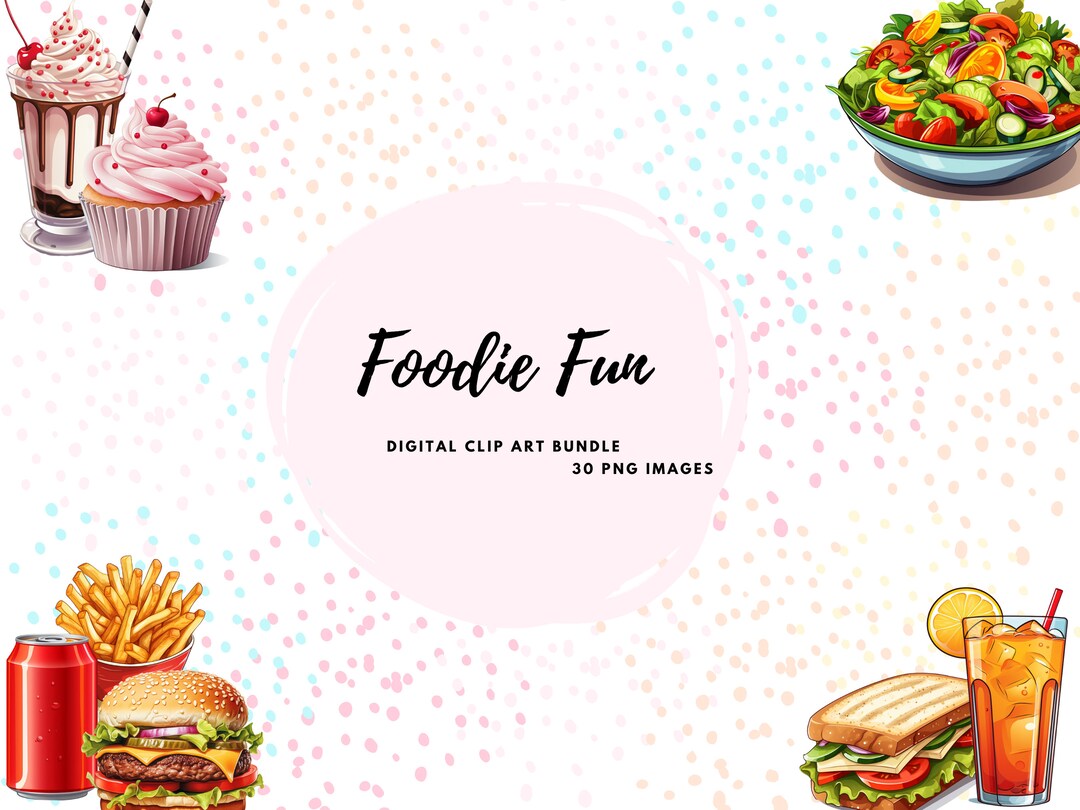 Food and Beverage Clipart Bundle Food Bundle Illustrations in PNG With ...