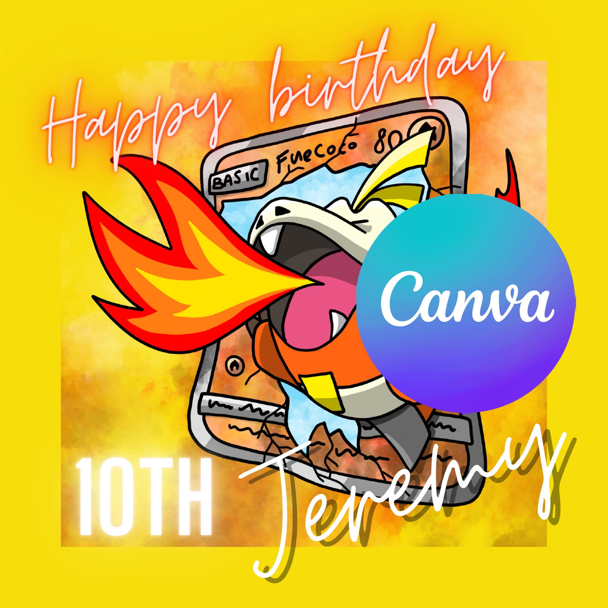 Editable Pokemon Birthday Card, Canva Printable Birthday Greeting ...