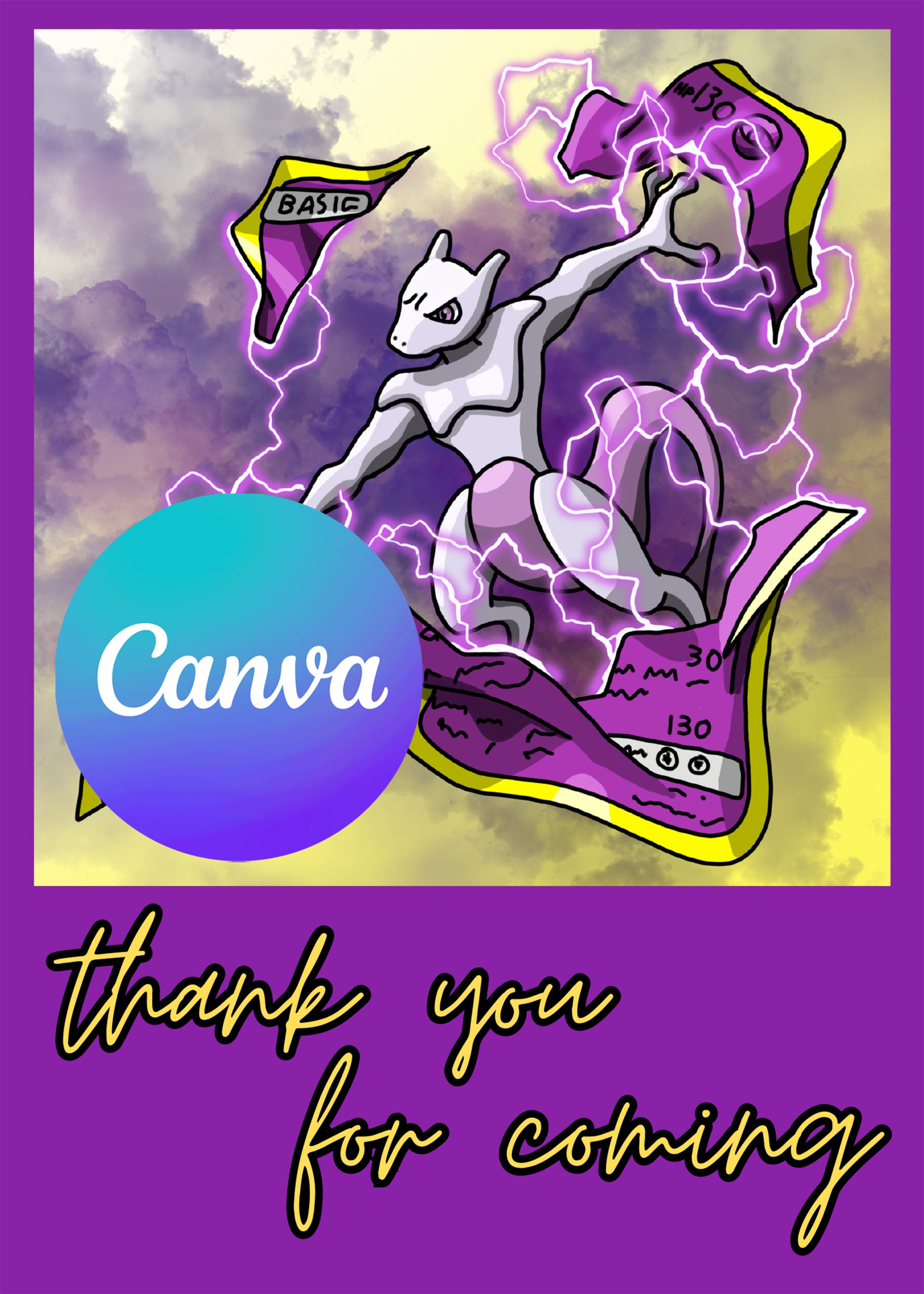 Editable Pokemon Birthday Invitation and Thank You Card, Canva ...