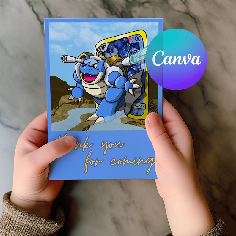 Editable Pokemon Birthday Invitation and Thank You Card, Canva ...