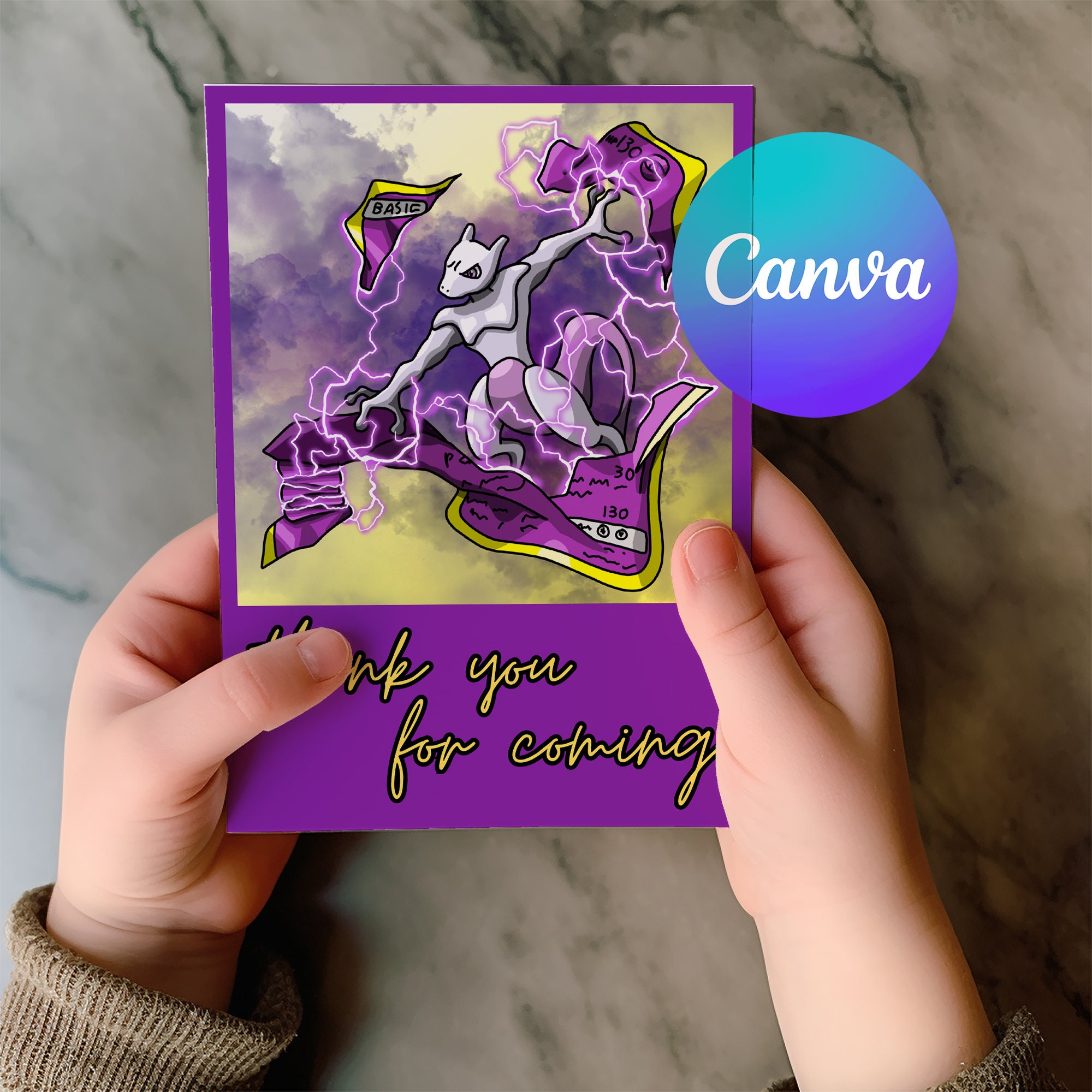 Editable Pokemon Birthday Invitation and Thank You Card, Canva ...