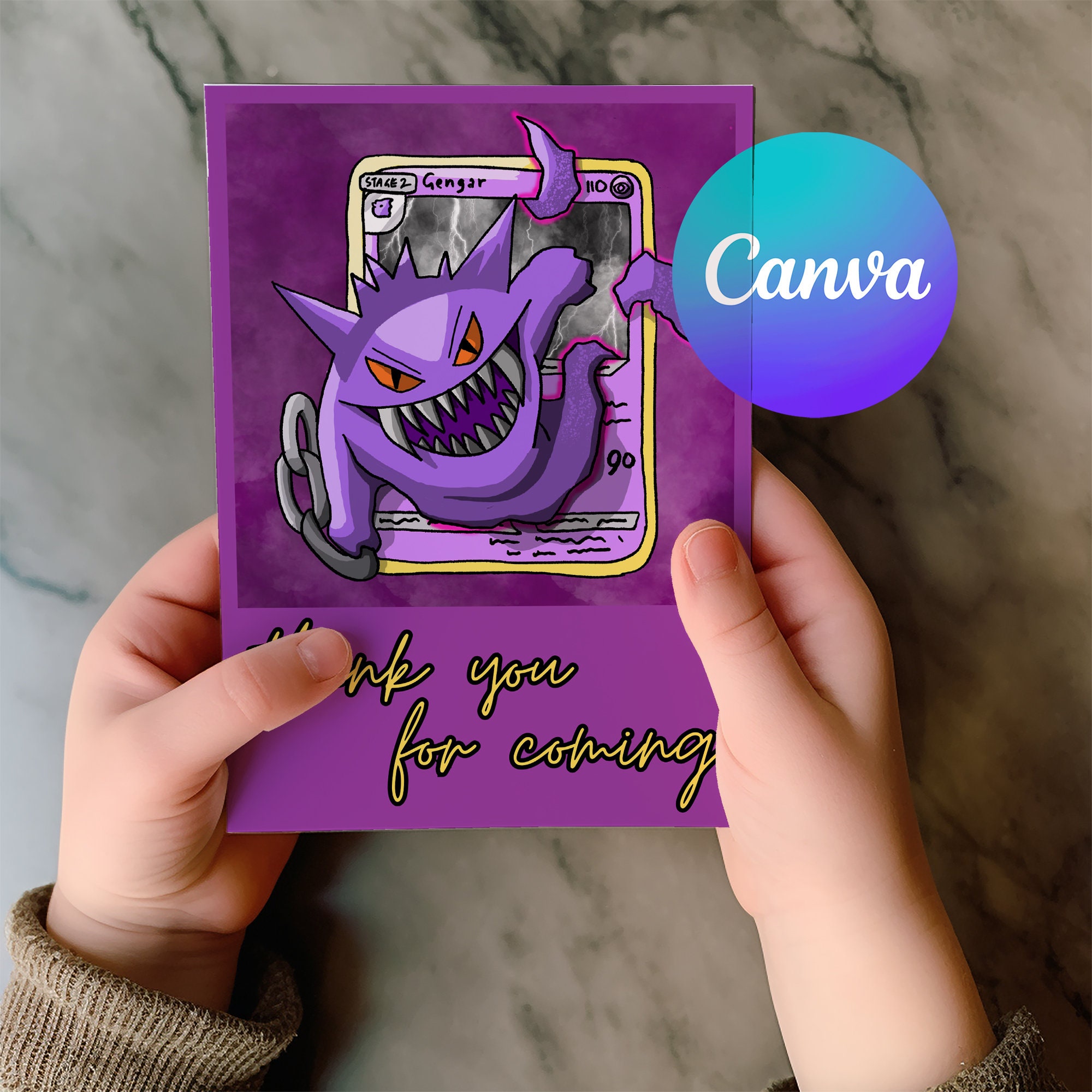 Editable Pokemon Birthday Invitation and Thank You Card, Canva ...