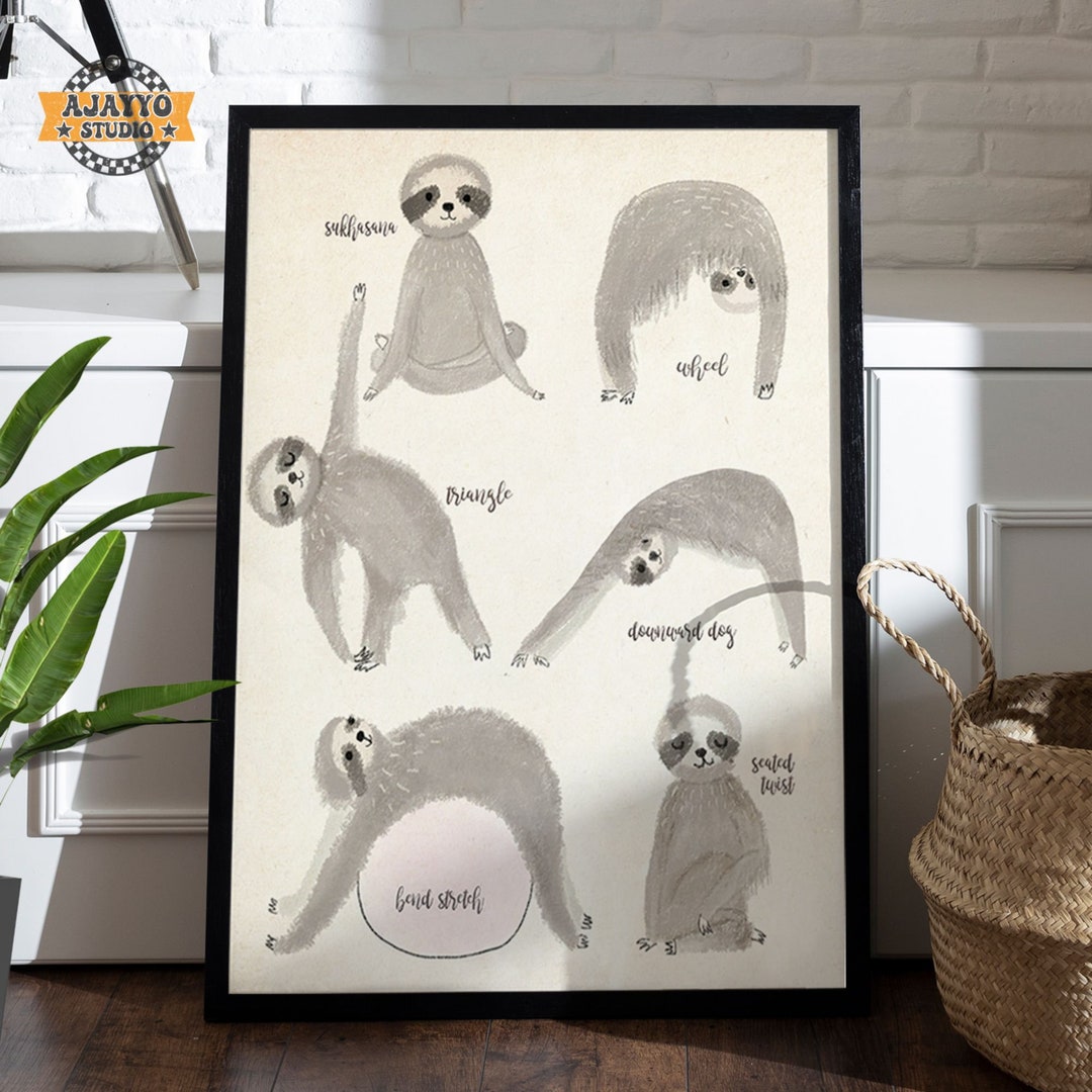 Sloth Baby Funny Anime Yoga Postures Sloth Lovers Wall Art - Etsy